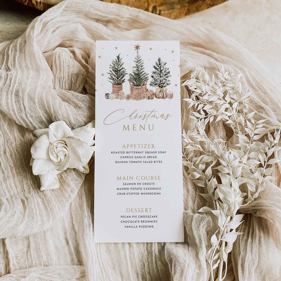 Christmas Dinner Menu Template Editable Holiday Dinner Menu Cozy ...
