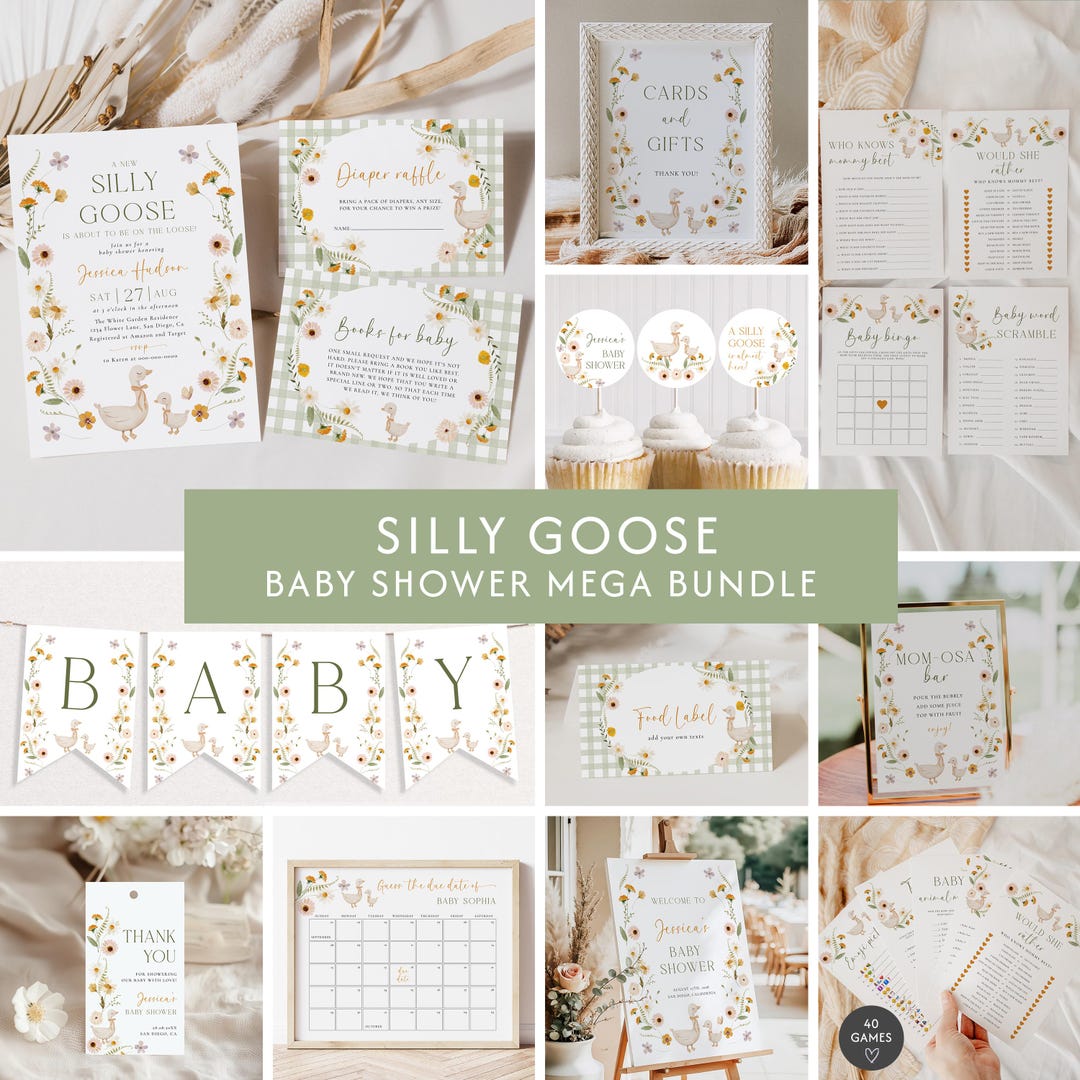 A Silly Goose Baby Shower Mega Bundle Cute Silly Goose Invites Baby ...