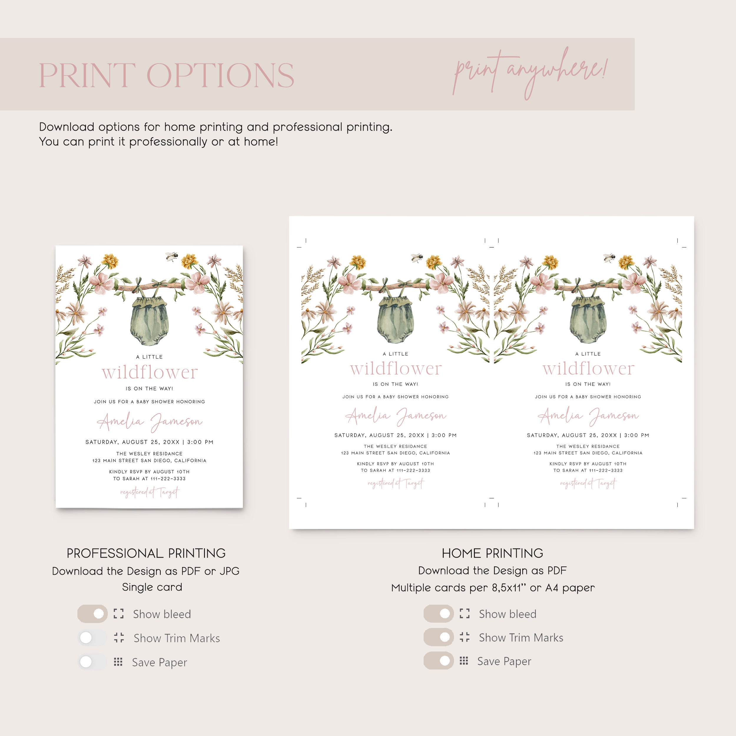 Little Wildflower Baby Shower Bundle Baby Girl Clothes Baby Shower ...