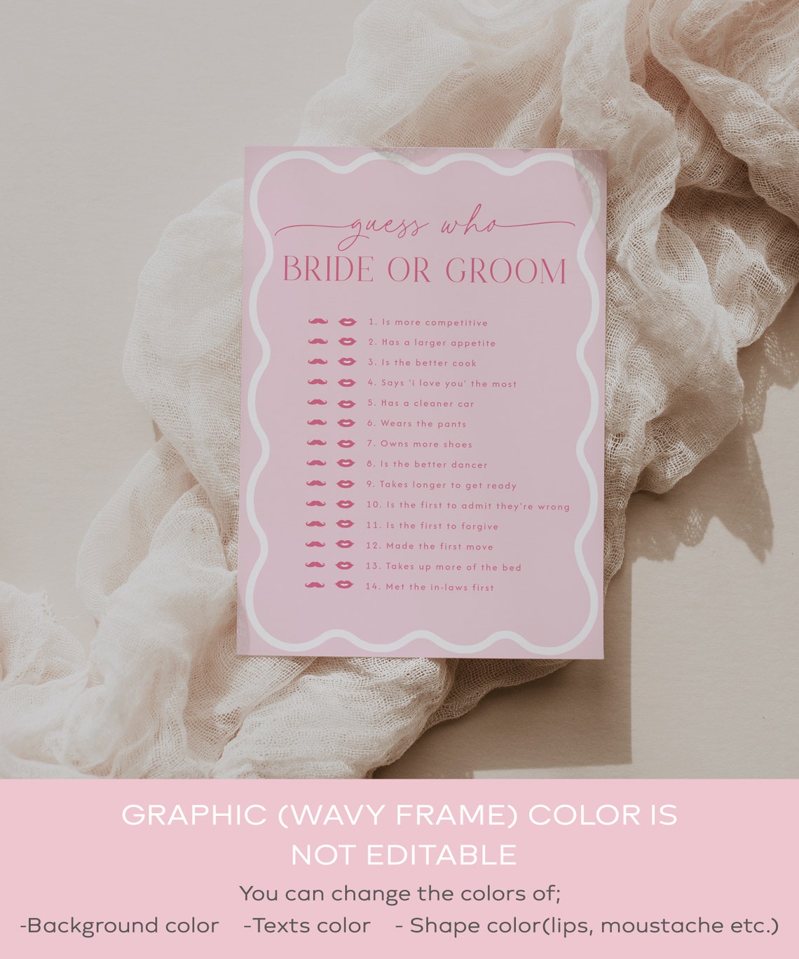 Pink Wavy Bridal Shower Games Bundle Soft Pink Bridal Shower Signs Set ...