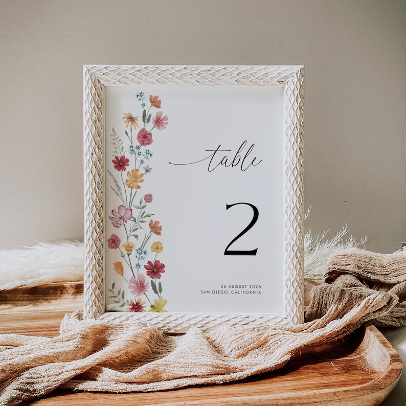 Wildflower Table Number Template Love in Bloom Bridal Shower Table ...