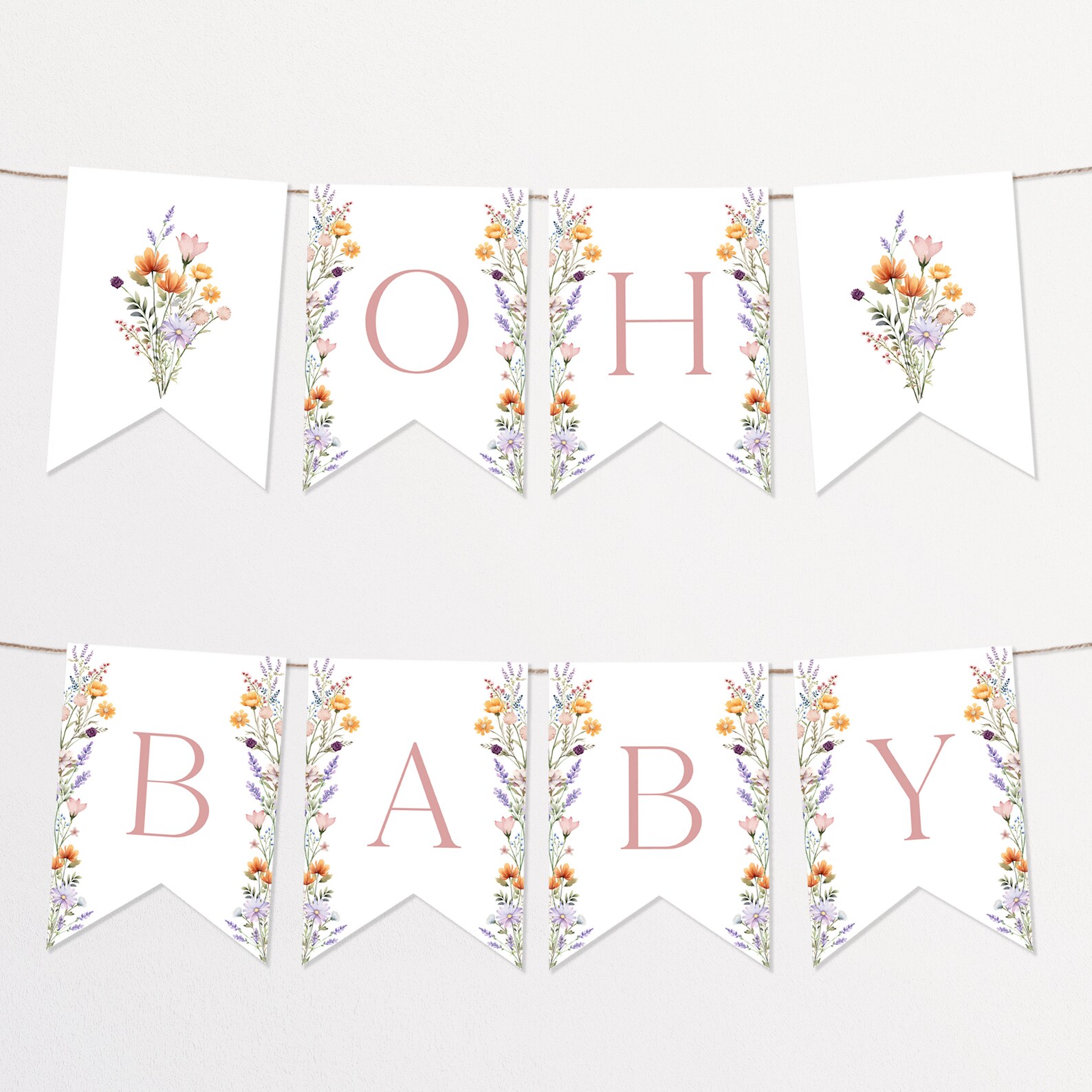 Wildflower Baby Shower Banner Template Printable Floral Custom Banner ...