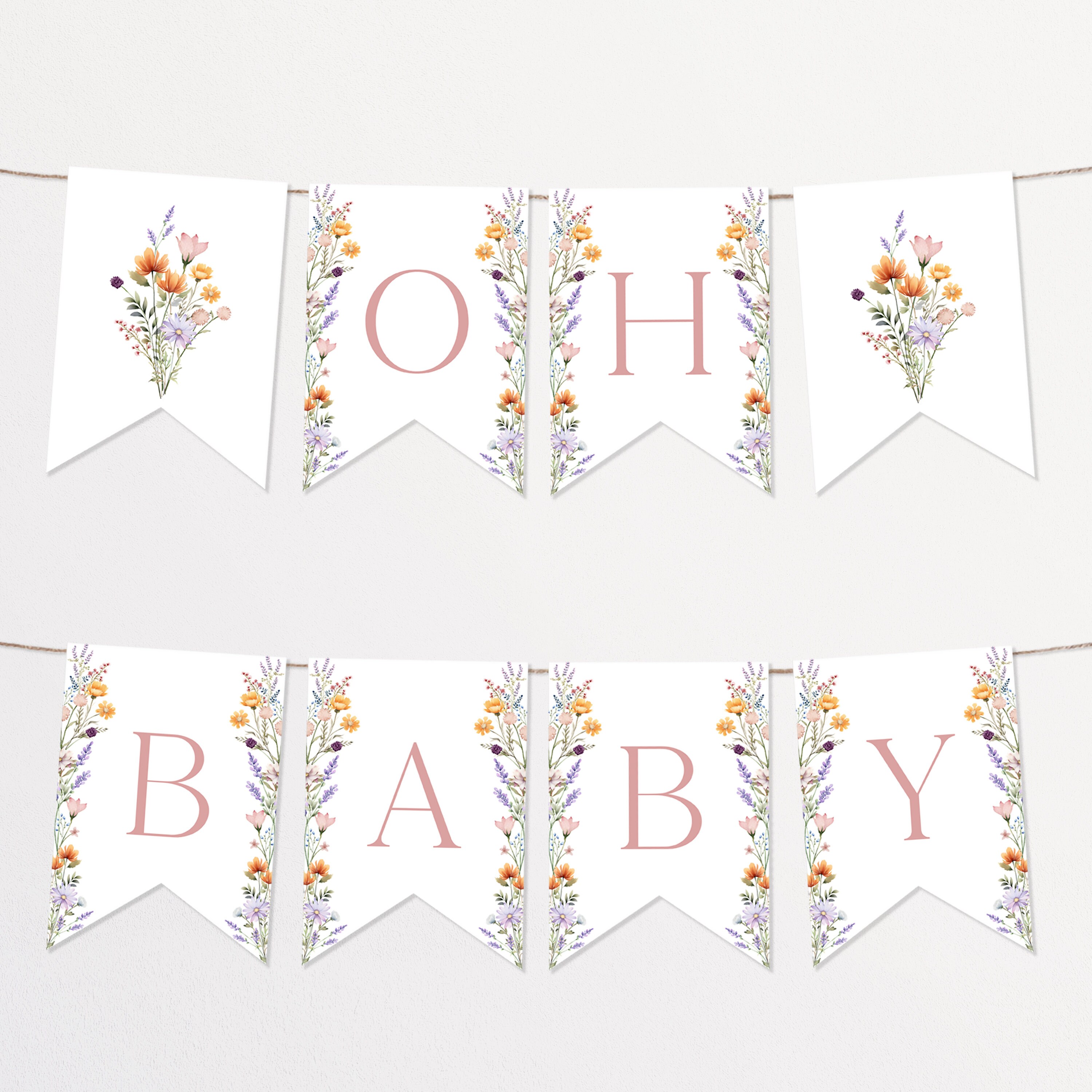 Wildflower Baby Shower Banner Template Printable Floral Custom Banner ...