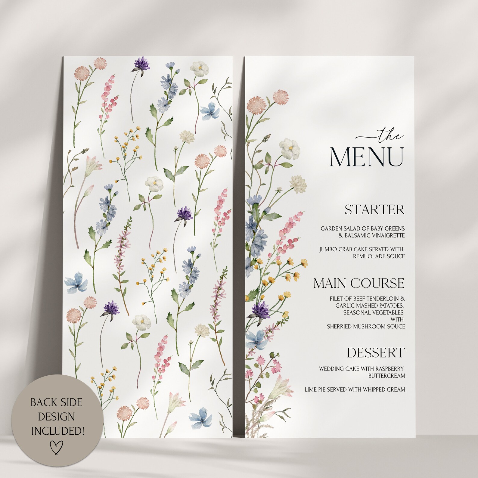 Wilflower Wedding Menu Template Editable Floral Wedding Menu Cards Boho ...