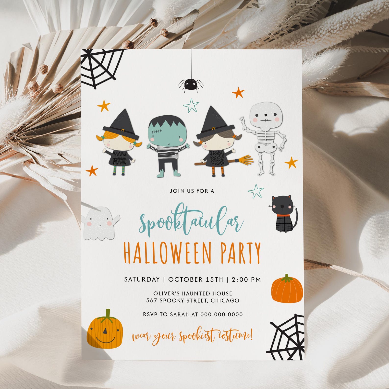 Kids Halloween Party Invitation Template Halloween Costume Party Invite ...
