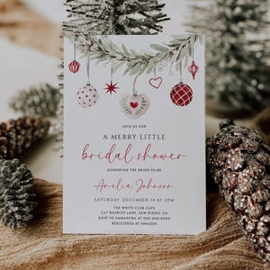 Christmas Bridal Shower Invitation Merry Little Bridal Shower Holiday ...