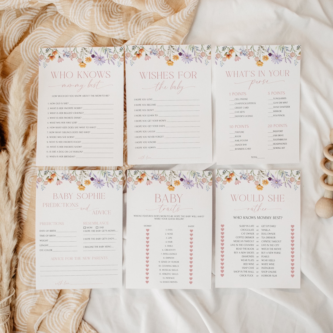 Wildflower Baby Shower Games Bundle Floral Baby Shower Games Printable ...