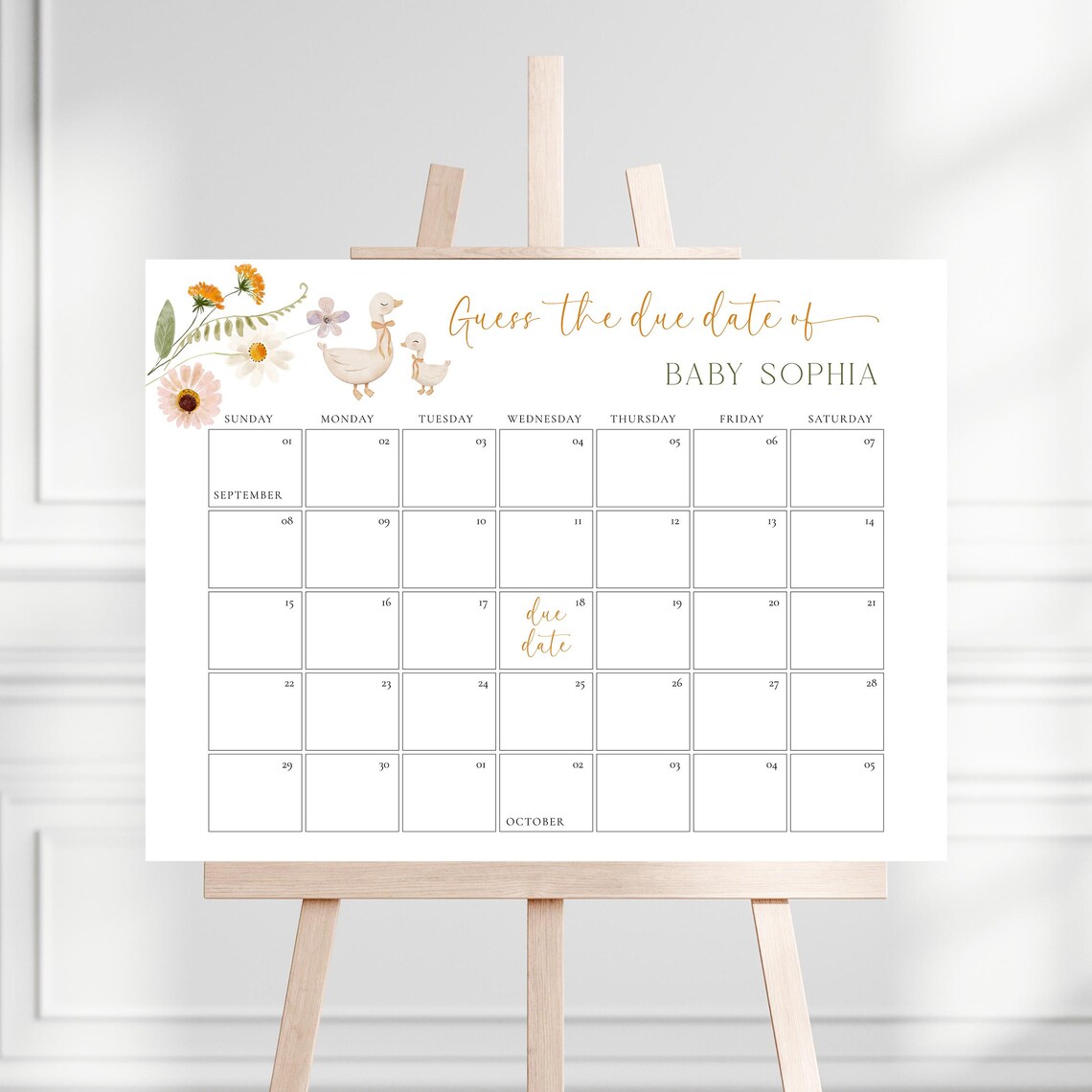Silly Goose Due Date Calendar Editable Silly Goose Baby Shower Game ...