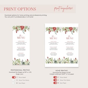 Christmas Menu Template, Botanical Menu Card, Editable Menu Card ...