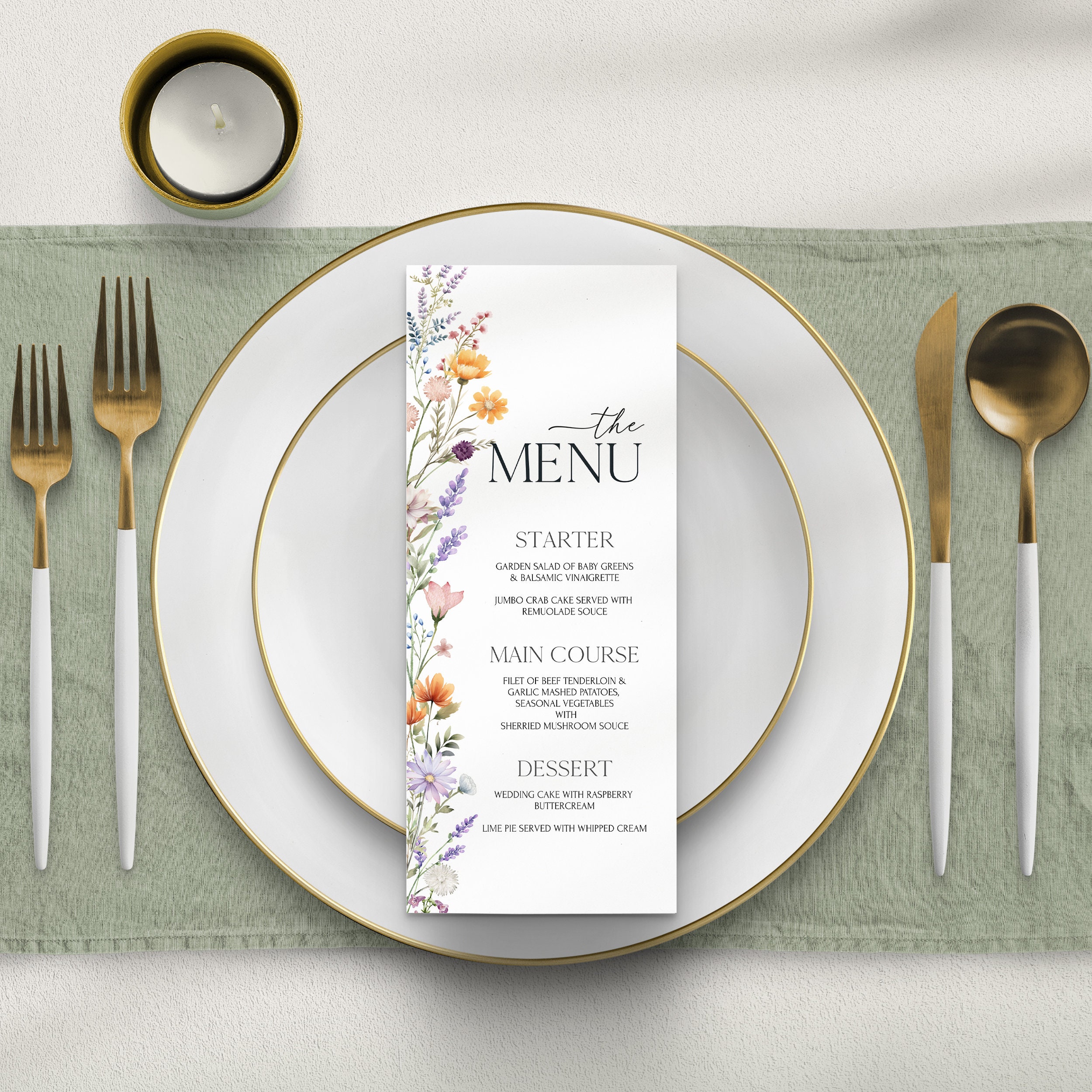 Editable Wildflower Wedding Menu Template Floral Wedding Menu Download ...