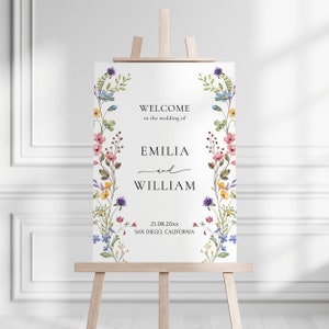 Wildflower Welcome Sign Template Boho Flowers Wedding Welcome Poster ...