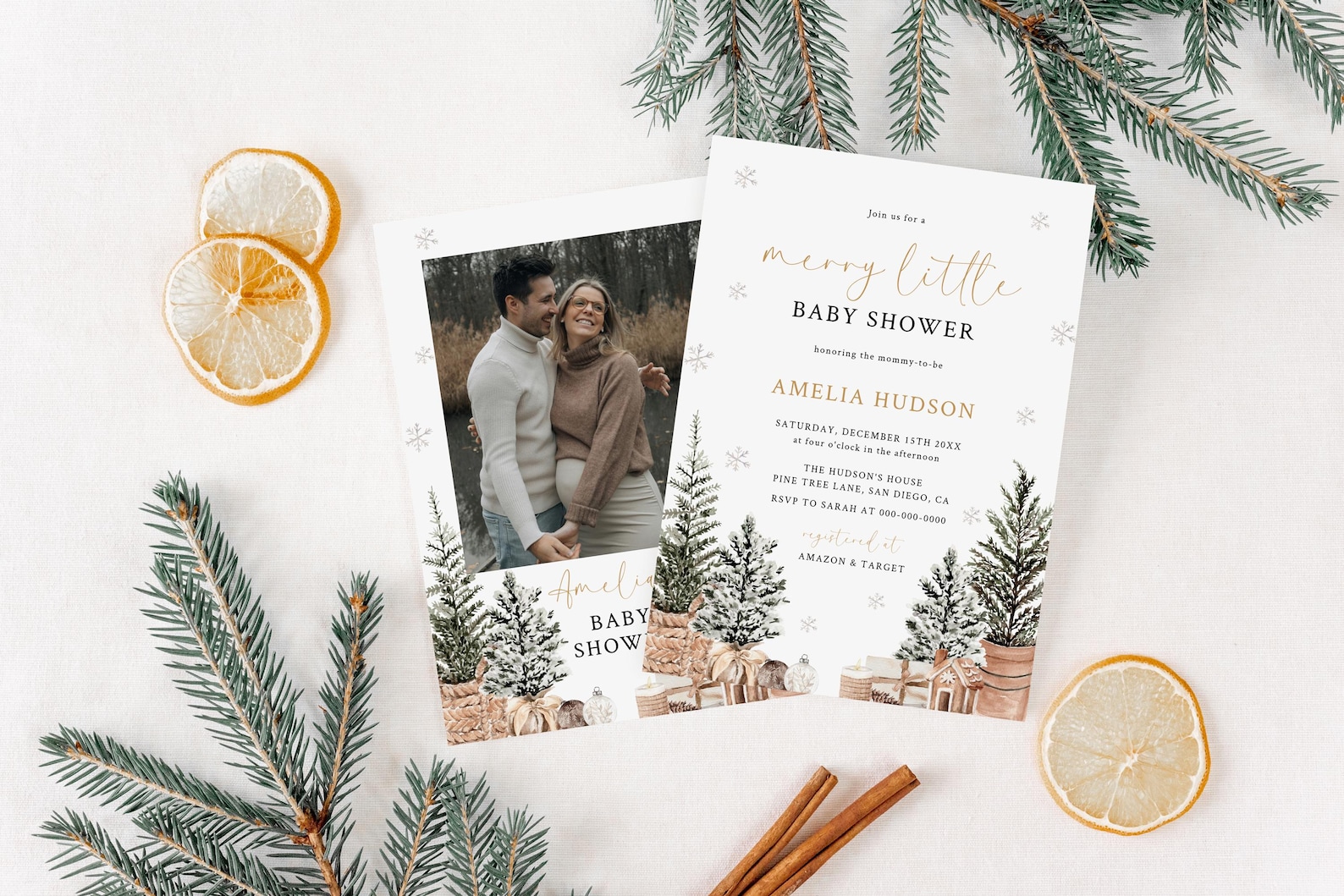 Christmas Baby Shower Invitation Template Merry Little Baby Shower ...