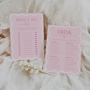 Pink Wavy Bridal Shower Games Bundle Soft Pink Bridal Shower Signs Set ...