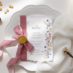 Wildflower Menu Template Floral Wedding Menu Boho Flowers Event Menu ...