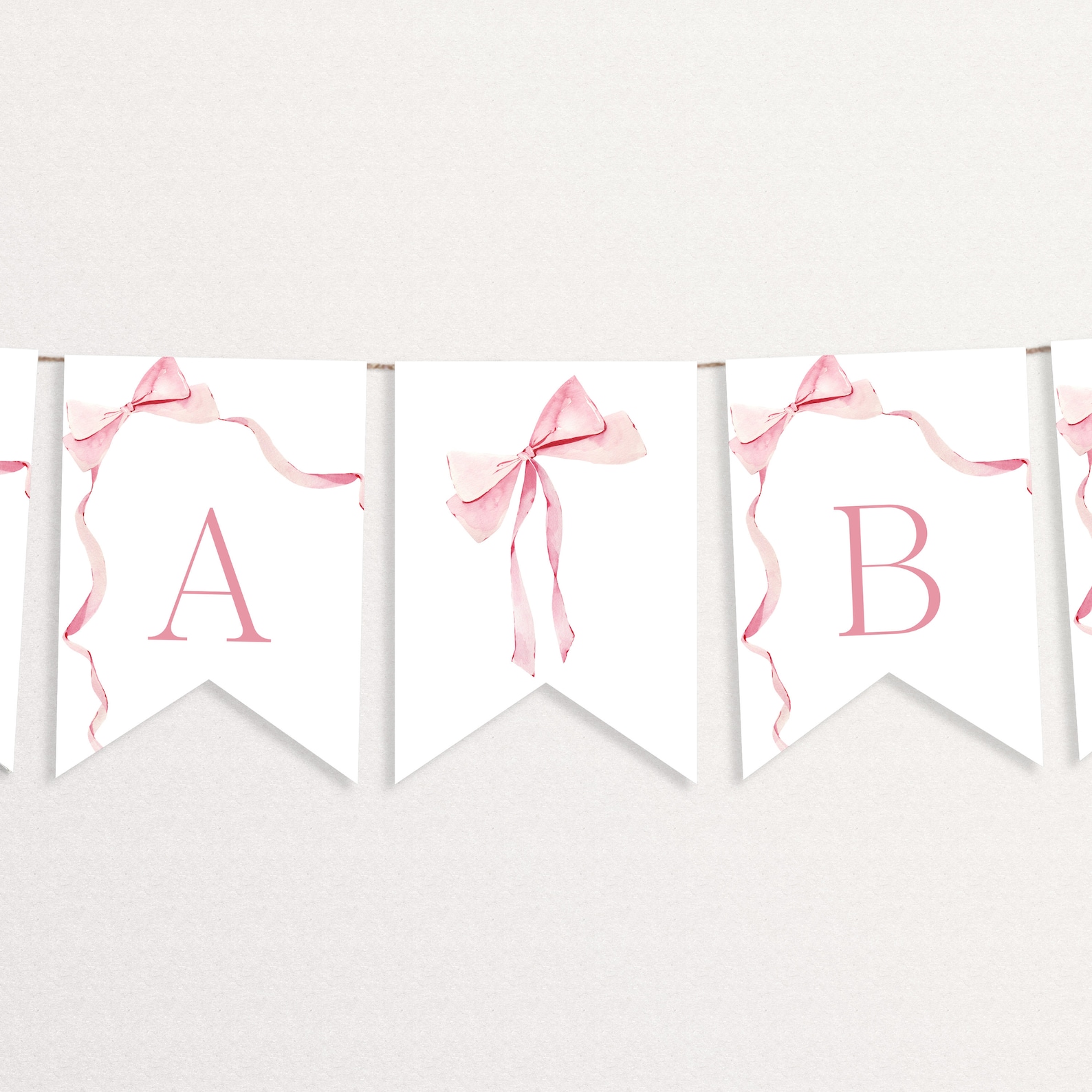 Pink Bow Banner Template Girl Baby Shower Custom Banner Blush Pink ...