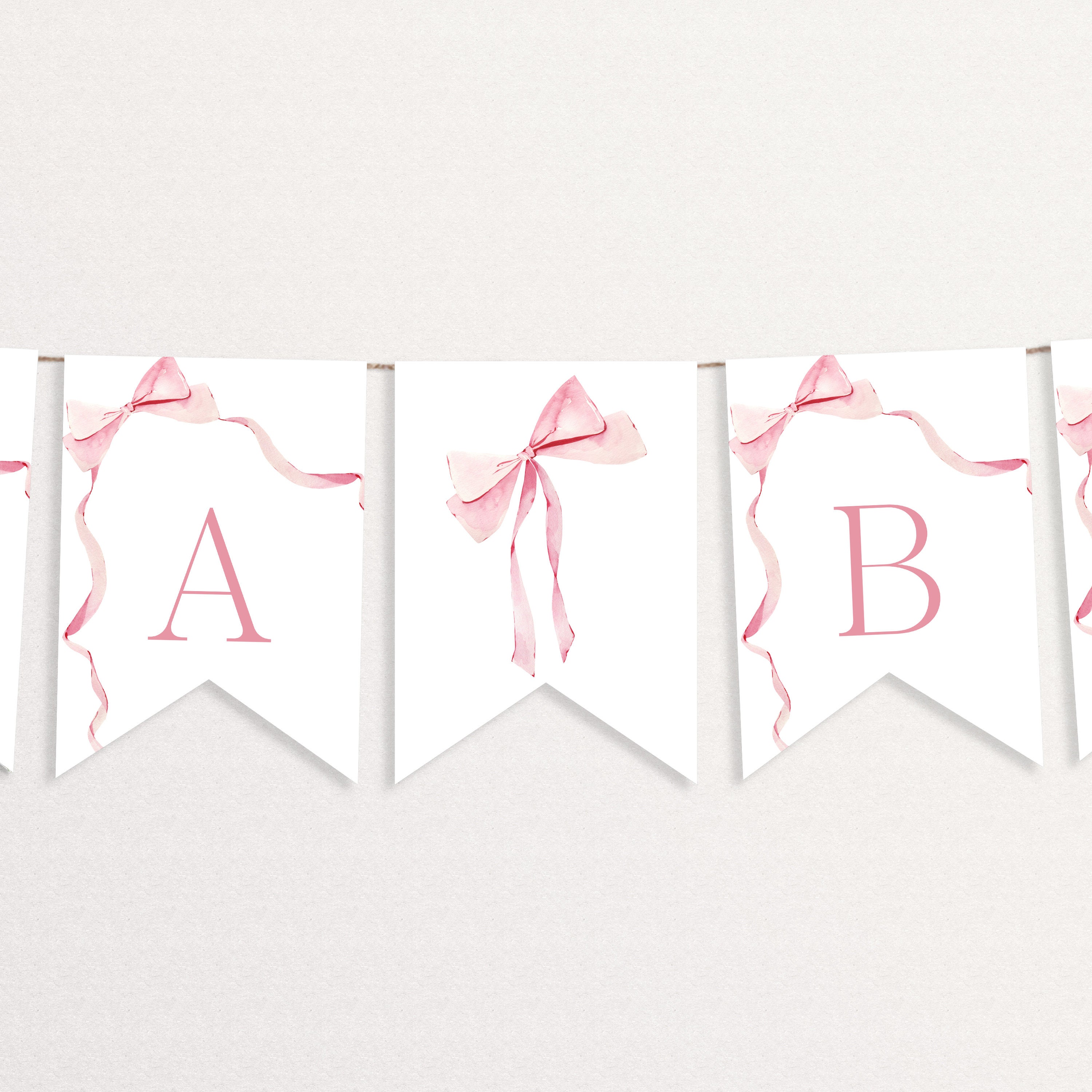 Pink Bow Banner Template Girl Baby Shower Custom Banner Blush Pink ...
