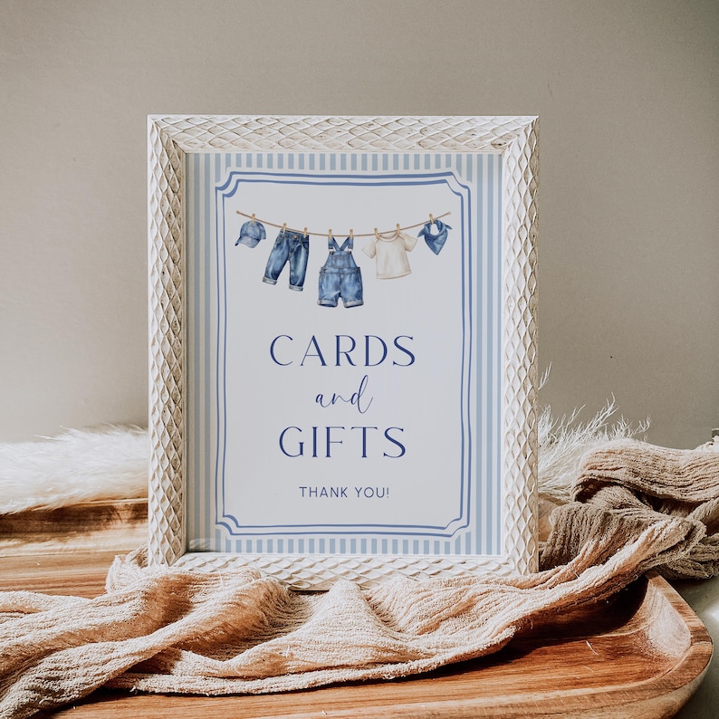 Blue Jean Baby Shower Signs Bundle Western Denim Table Signs Set Blue ...