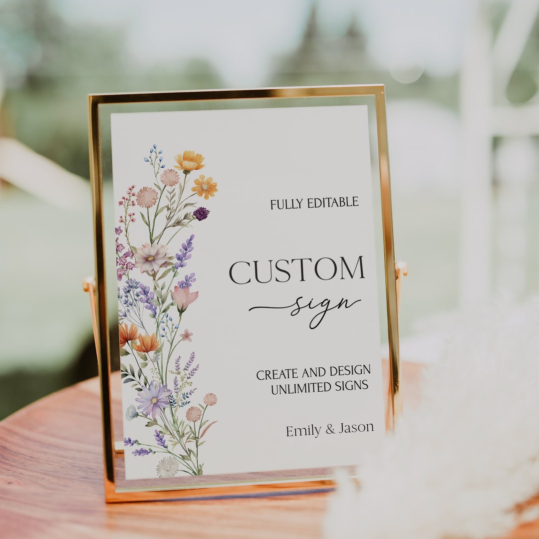 Wildflower Wedding Custom Sign Template Floral Custom Sign Template ...