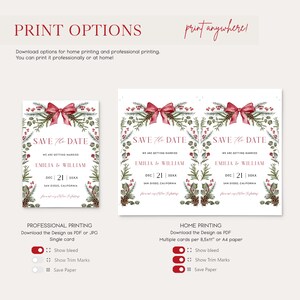 Christmas Save the Date Template Editable Winter Wedding Save the Date ...