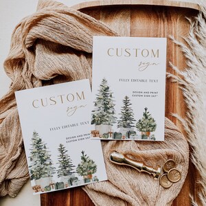 Editable Christmas Custom Sign Template Christmas Tree Table Sign ...