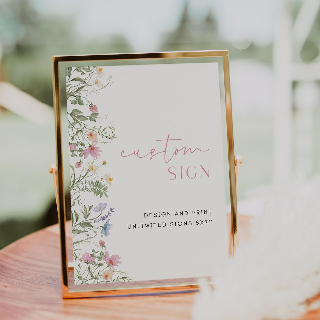 Wildflower Custom Sign Template Editable Botanical Wedding Sign ...