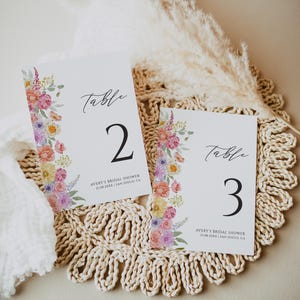 Pastel Floral Table Number Template Editable Spring Flowers Bridal ...