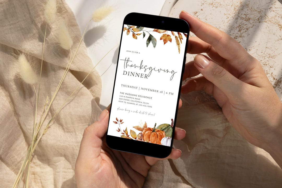 Digital Thanksgiving Invitation Template Pumpkin Thanksgiving Dinner ...