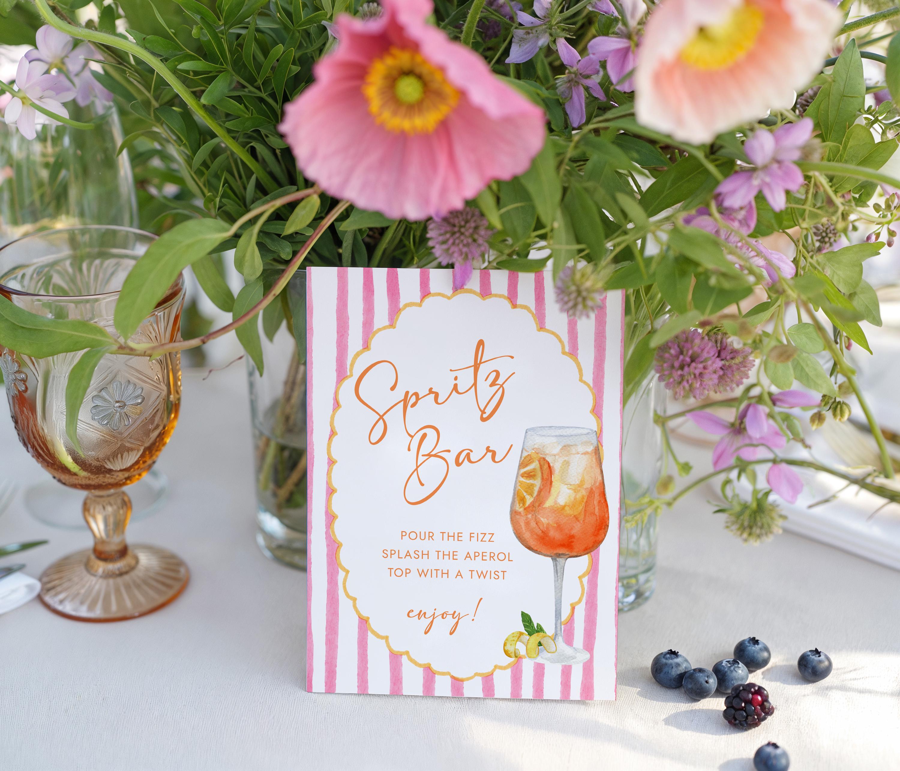 Aperol Spritz Bar Sign Template Watercolor Spritz Station Love at First ...