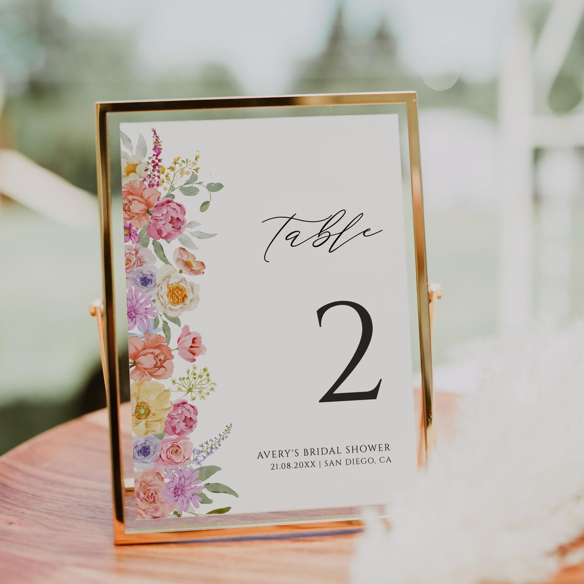 Pastel Floral Table Number Template Editable Spring Flowers Bridal ...