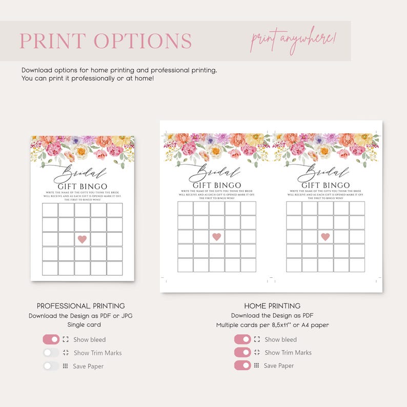 Floral Bridal Shower Games Bundle Colorful Flowers Bridal Shower Signs ...