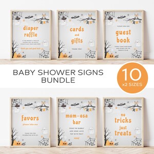Halloween Baby Shower Signs Bundle Cute Ghost Baby Shower Table Sign ...