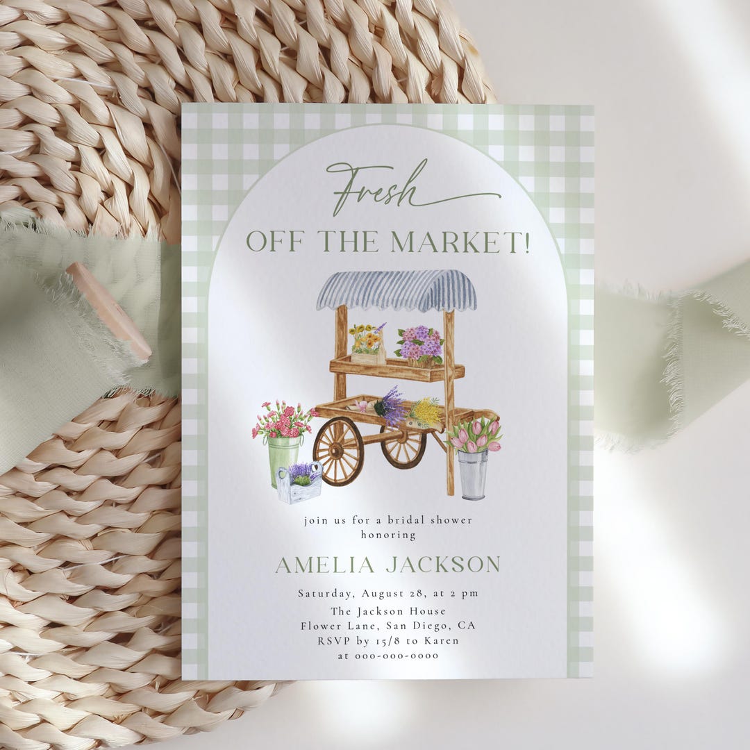 Off the Market Bridal Shower Invitation Template Editable Farmer's ...