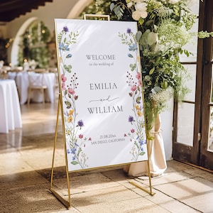 Wildflower Welcome Sign Template Boho Flowers Wedding Welcome Poster ...