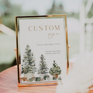 Editable Christmas Custom Sign Template Christmas Tree Table Sign ...