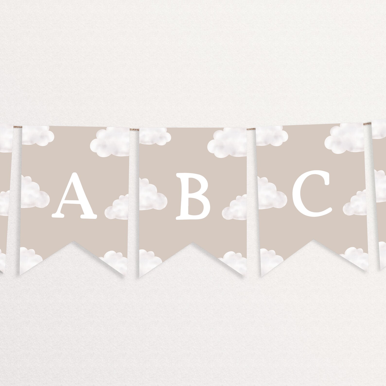 Neutral Cloud Banner Template Gender Neutral Baby Shower Custom Banner ...