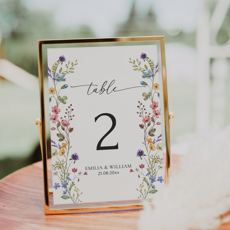 Table Number Signs Floral - Etsy
