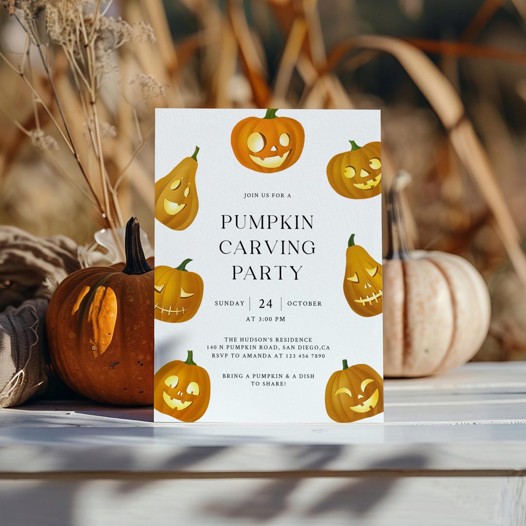 Pumpkin Carving Party Invitation Template Halloween Party Invite Spooky ...