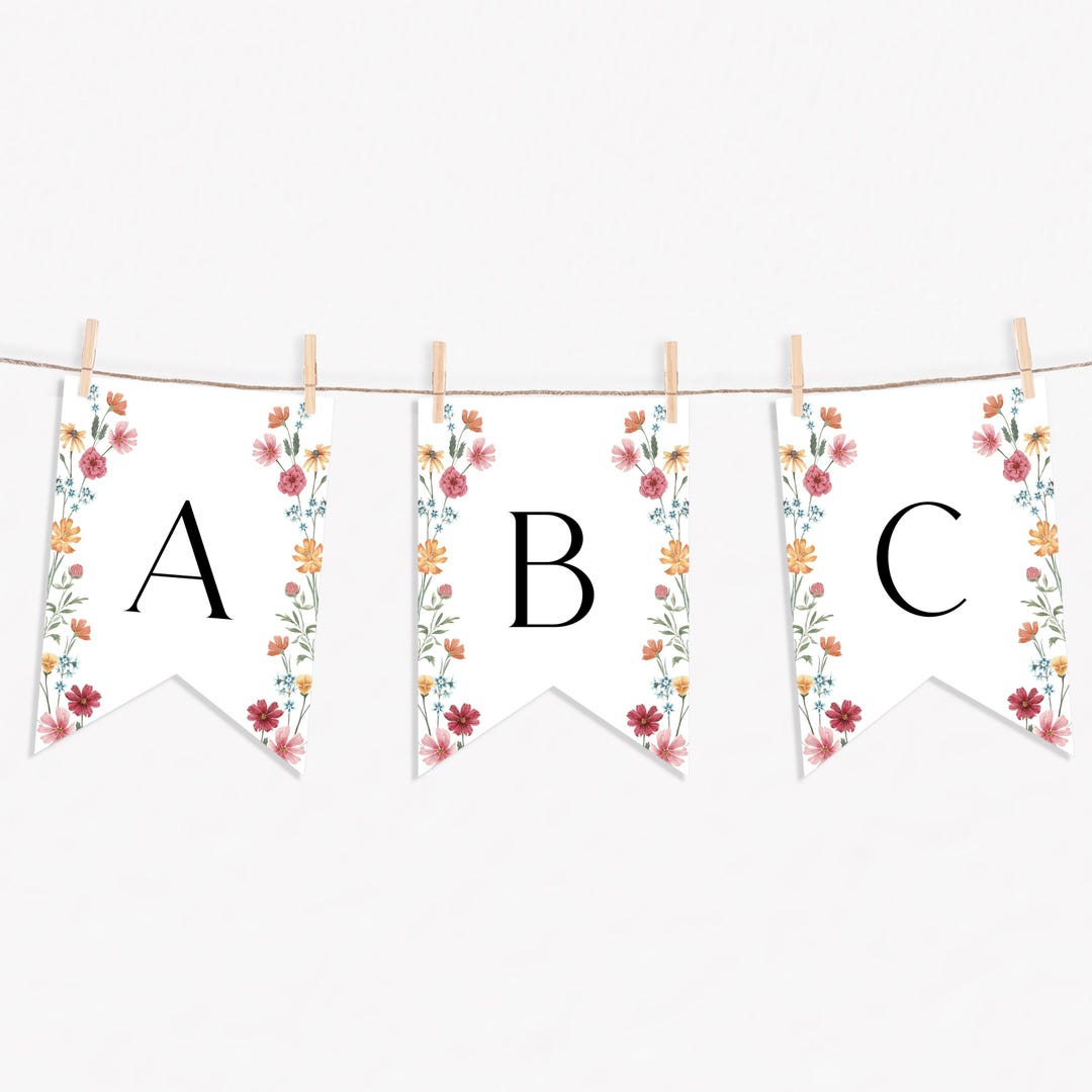 Wildflower Banner Template Editable Custom Banner Boho Flowers Baby ...