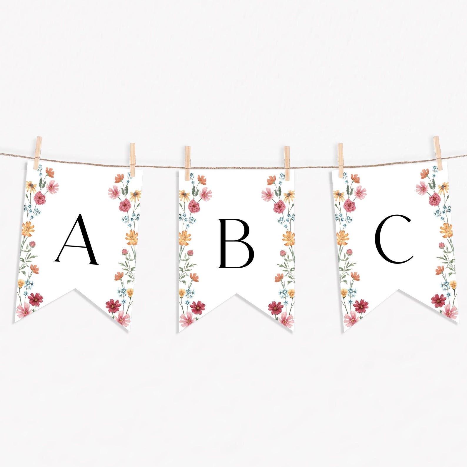 Wildflower Banner Template Editable Custom Banner Boho Flowers Baby ...