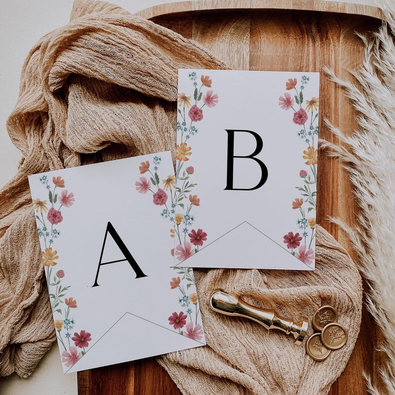 Wildflower Banner Template Editable Custom Banner Boho Flowers Baby ...