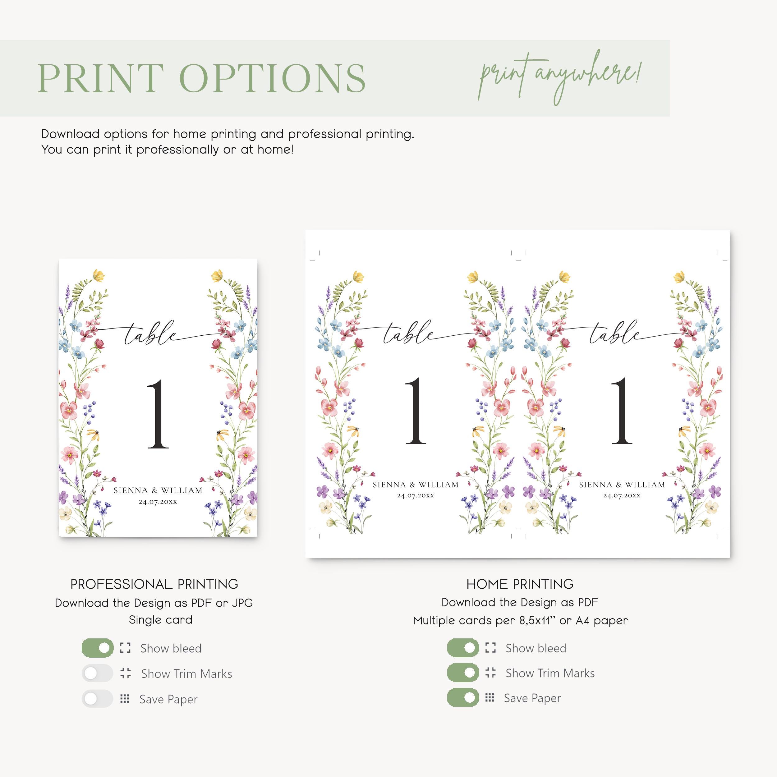 Wildflower Table Number Template Pastel Floral Wedding Table Number ...
