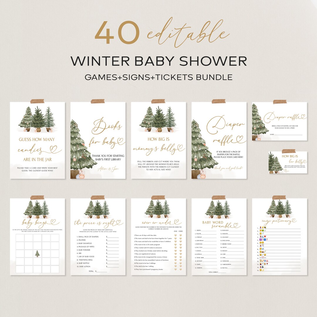 Winter Baby Shower Games Bundle Christmas Baby Shower Games Printable ...