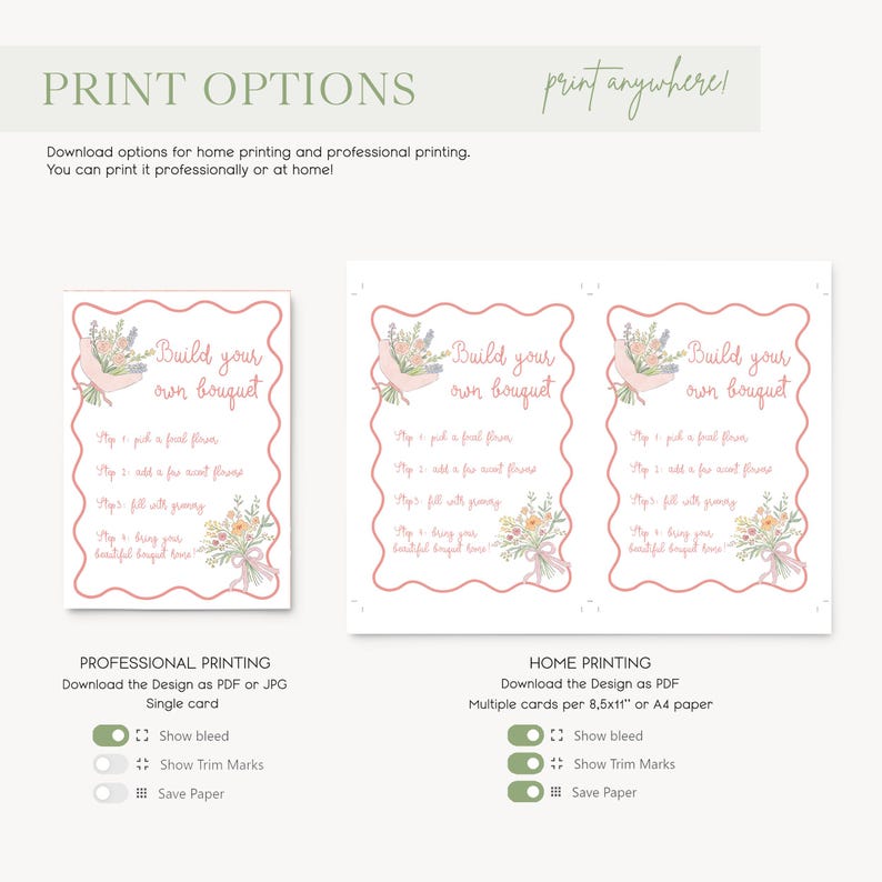 Hand Drawn Flower Bar Sign Template Garden Bridal Shower Make a Bouquet ...