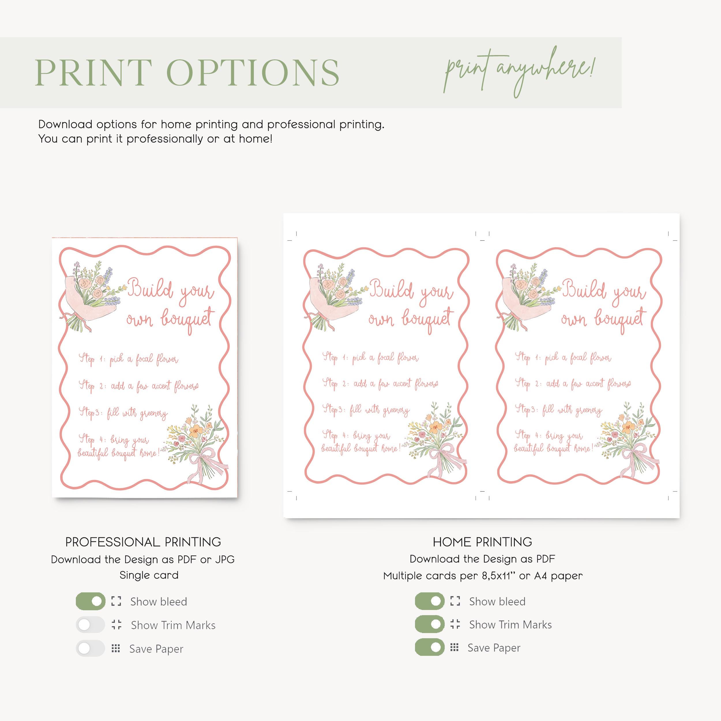 Hand Drawn Flower Bar Sign Template Garden Bridal Shower Make a Bouquet ...