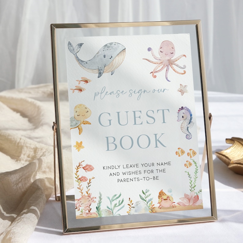 Under the Sea Baby Shower Sign Bundle Ocean Animals Table Signs Set Sea ...