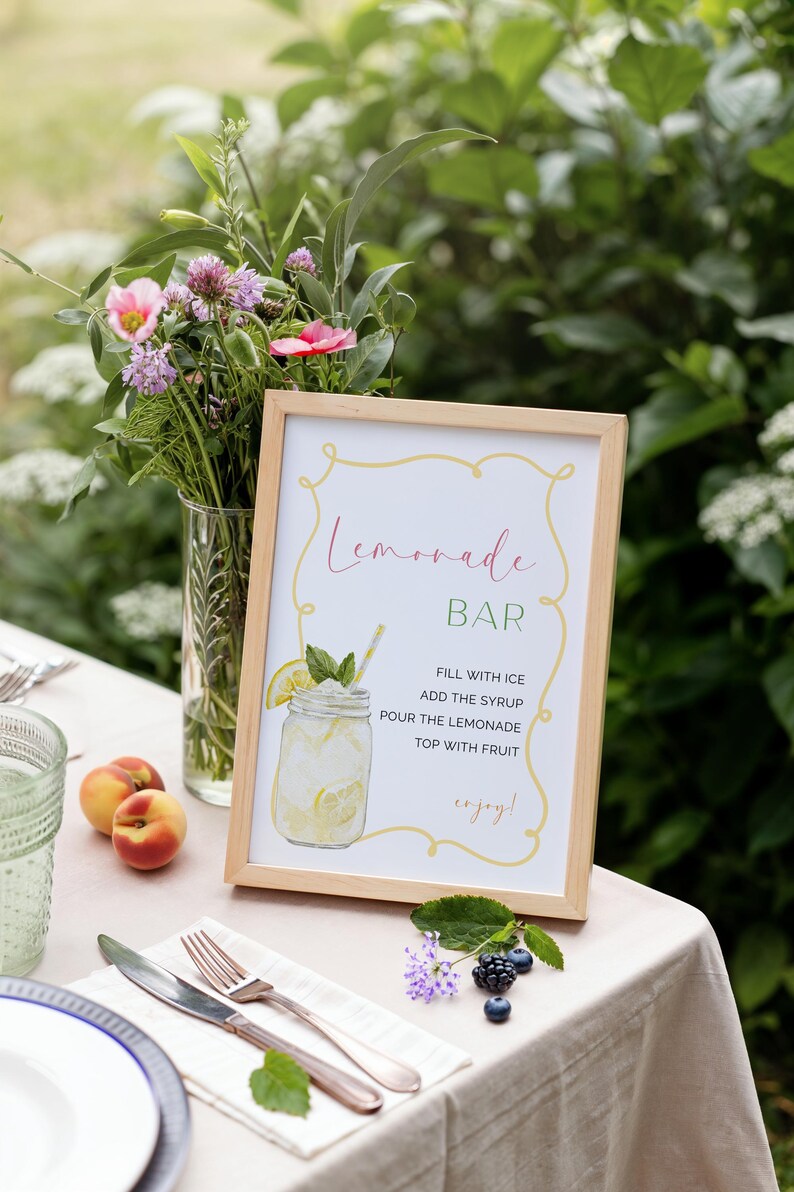 Lemonade Bar Sign Template Wavy Lemonade Bar Printable Graduation Party ...