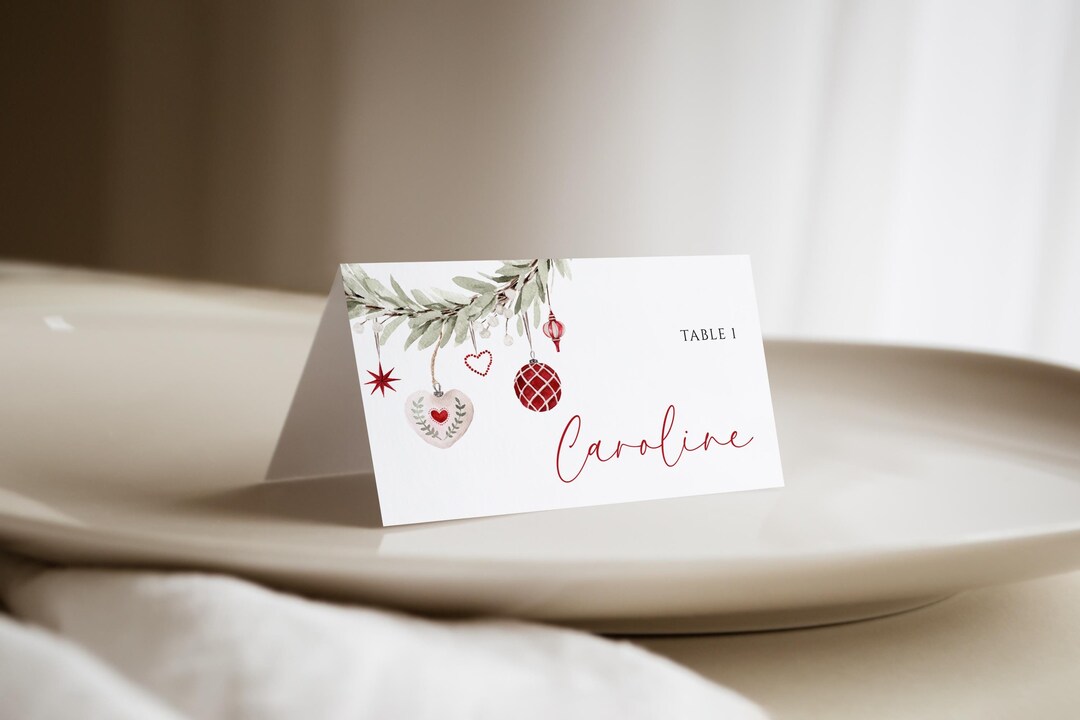 Christmas Place Card Template Holiday Party Seating Card Christmas ...