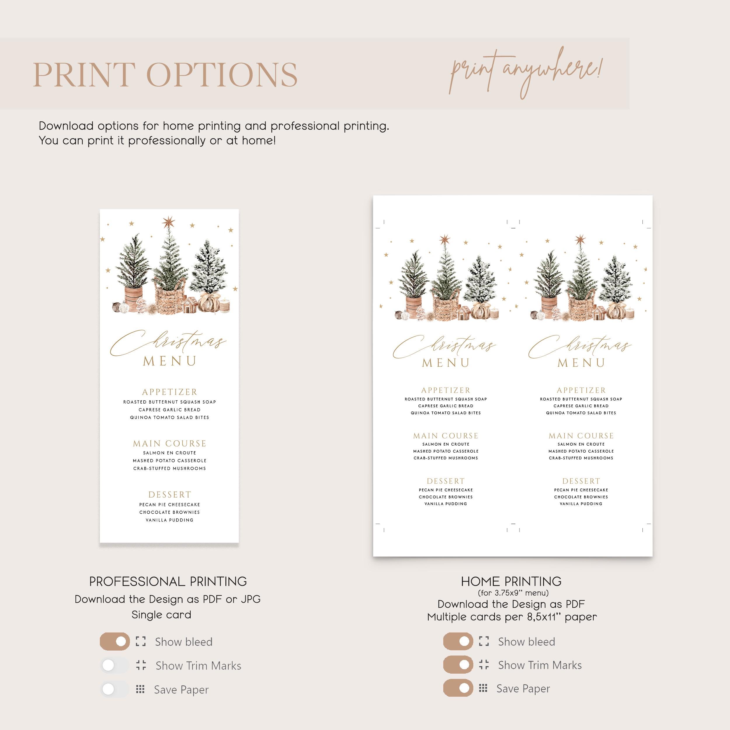 Christmas Dinner Menu Template Editable Holiday Dinner Menu Cozy ...