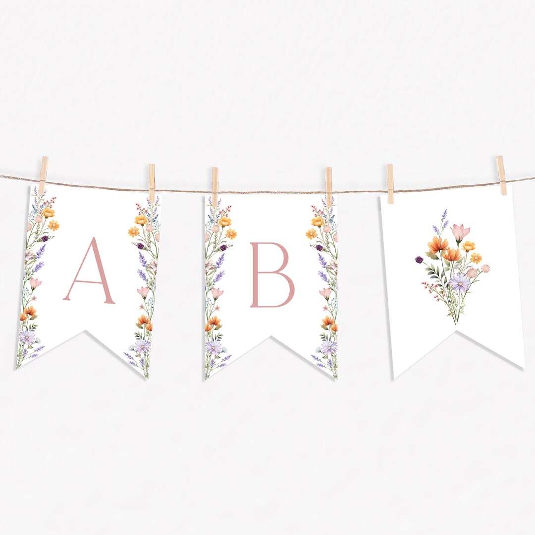 Wildflower Baby Shower Banner Template Printable Floral Custom Banner ...