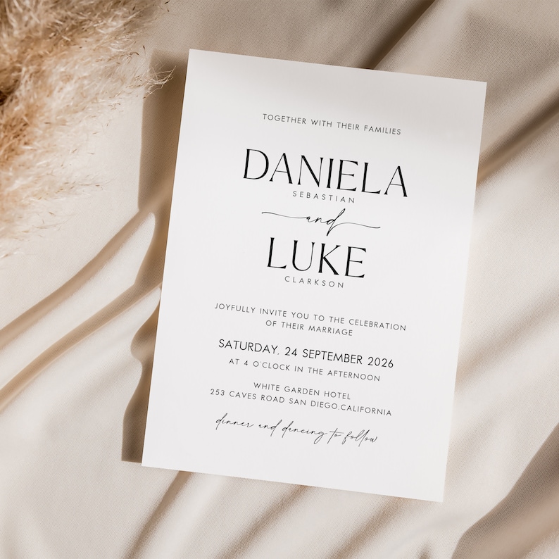 Minimalist Wedding Invitation Template Modern Wedding Invitation ...